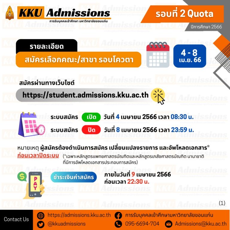 คู่มือการสมัคร รอบโควตาภาคตะวันออกเฉียงเหนือ ปีการศึกษา 2566 – KKU Admissions